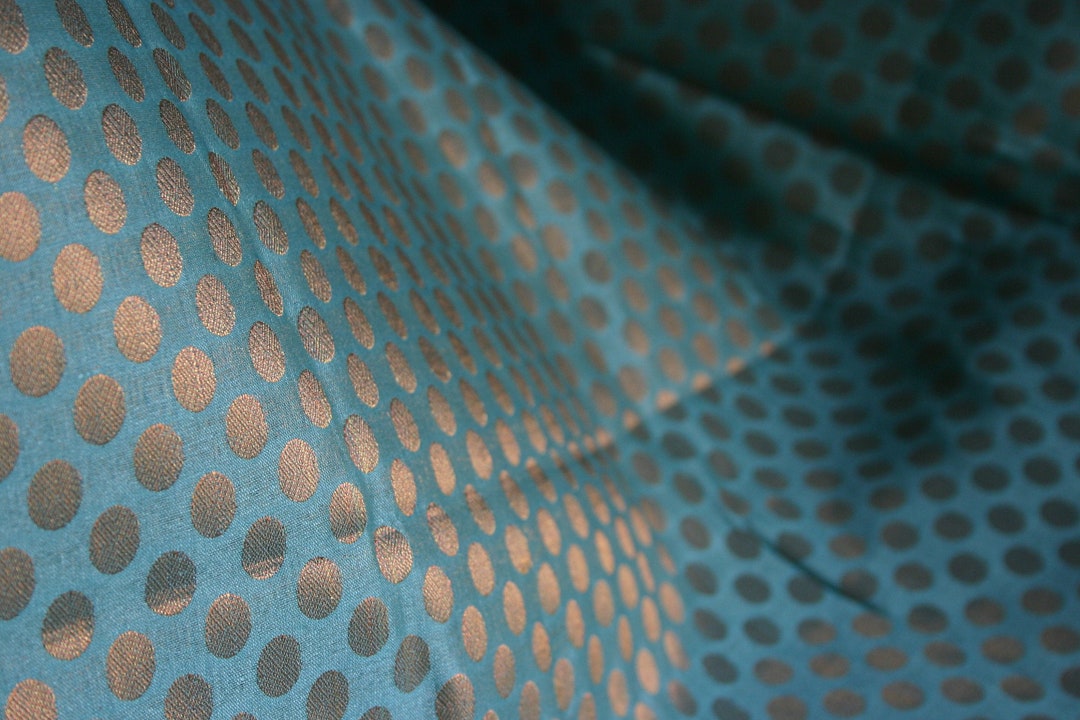 Blue Dots - 1 Yard of Cotton Silk Brocade Fabric - Etsy