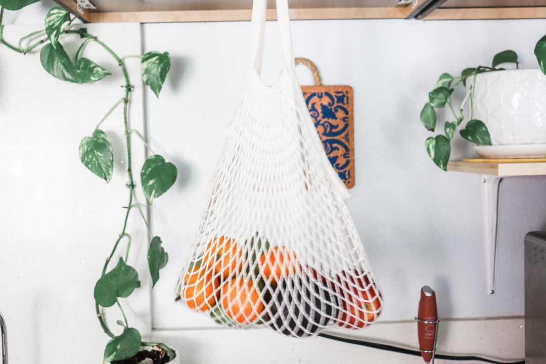 Cotton Mesh Vegetable Bag - Vintage Style Vegetable Stretch Bag With ...