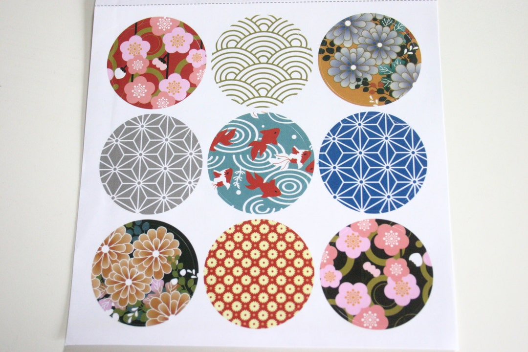 Circles From Japan - Japanese Print Stickers (1 Sheet = 9 Stickers) - Etsy
