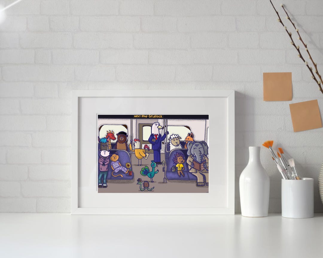 Next Stop: Gridlock – A Political Cartoon for Our Times - Etsy