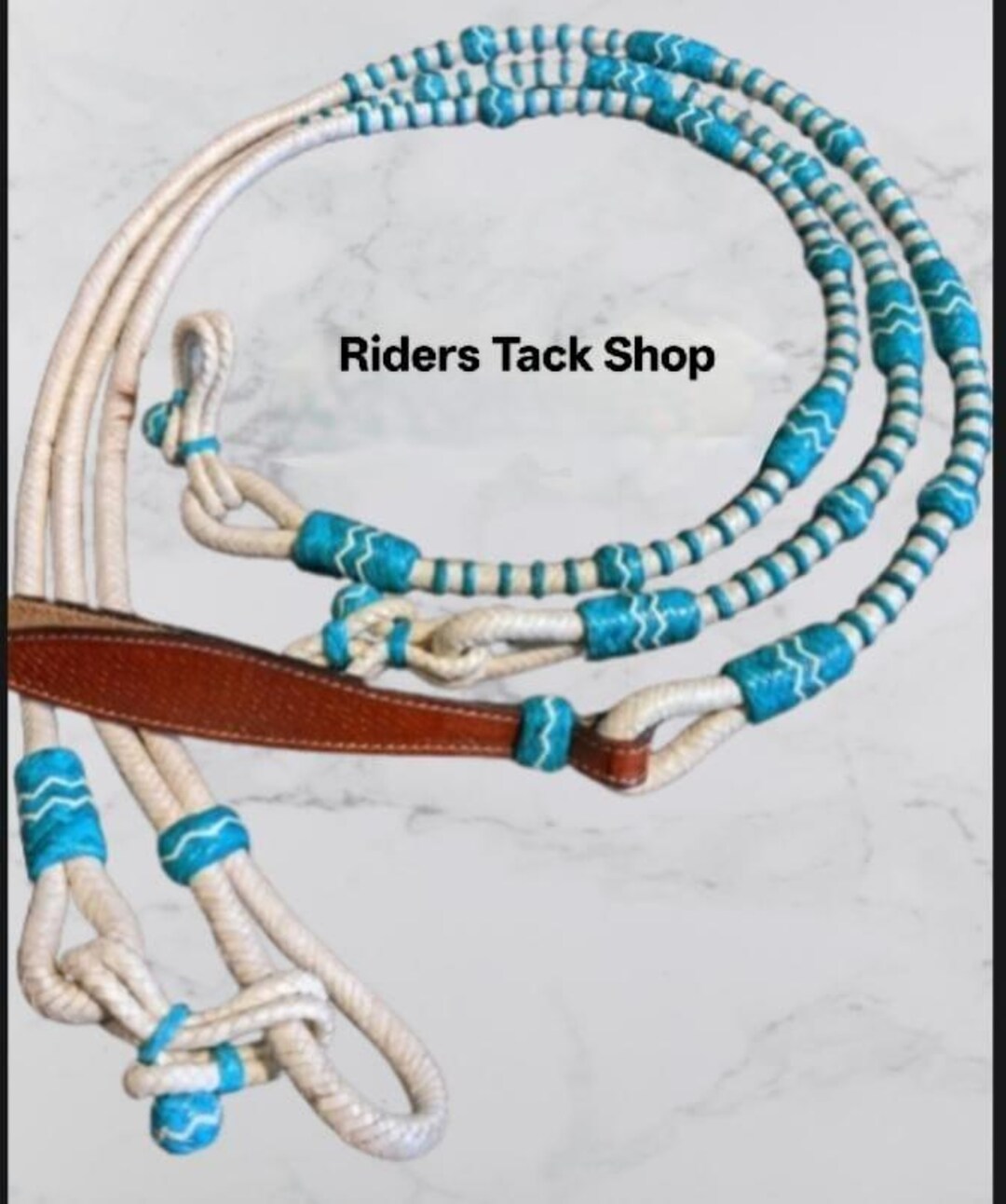 Handmade Braided Romel Romal Reins Tourquoisevknots Rawhide Leather ...