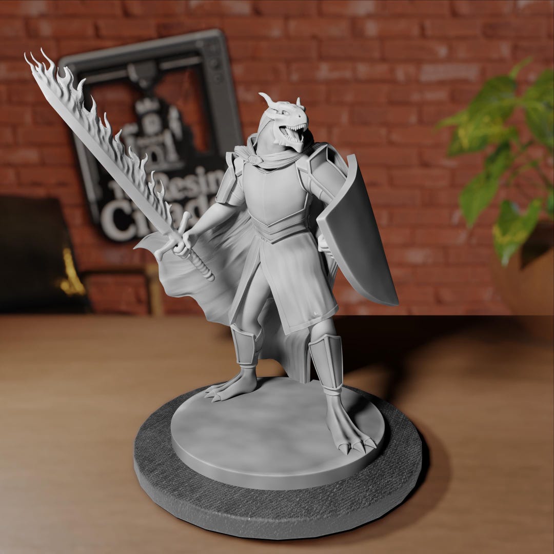Dragonborn Paladin Miniature: 9K Resin RPG Figure, Dungeons and Dragons ...