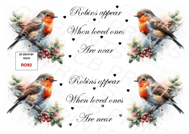 Robins Appear When Loved Ones Are Near Sign Mulberry Paper Decoupage ...