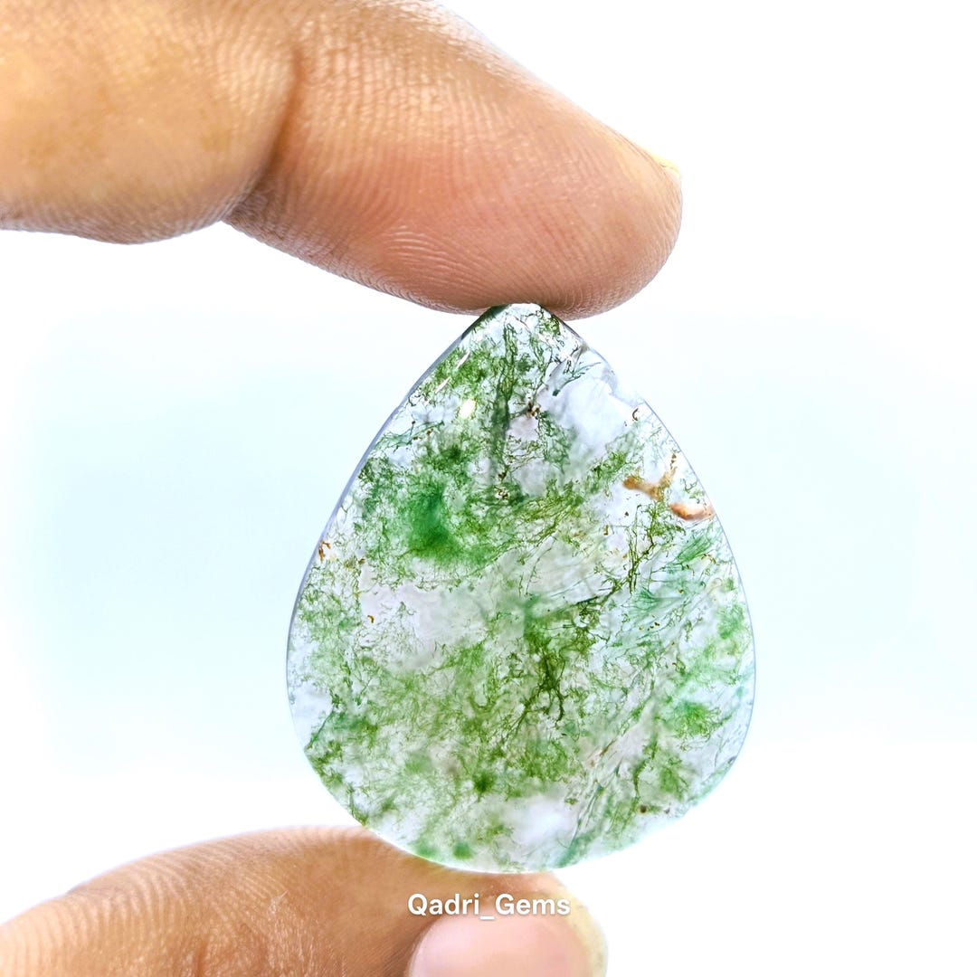 Natural Moss Agate Gemstone Green Moss-agate Cabochon Loose Gemstone ...