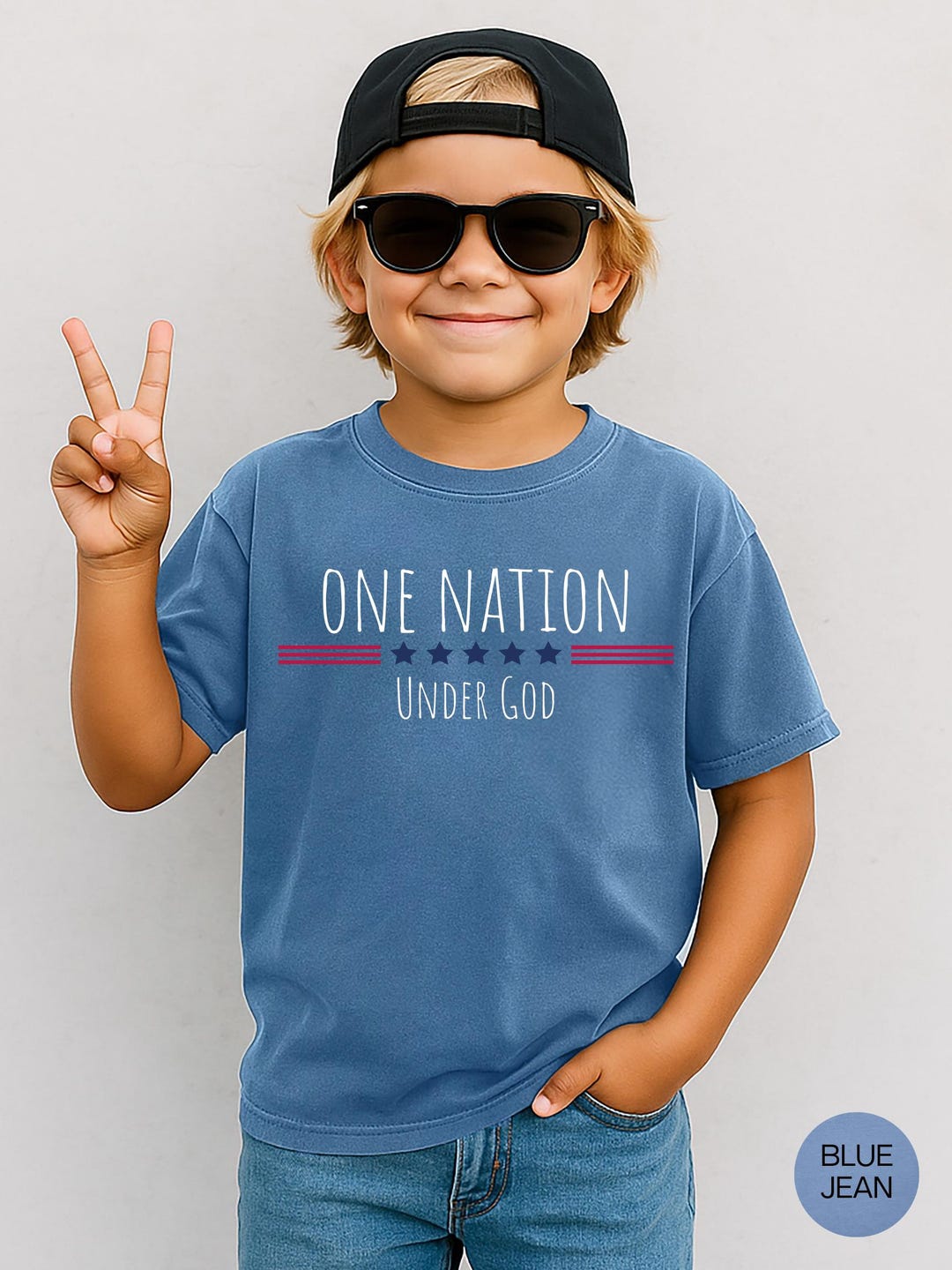 One Nation Under God Youth Comfort Colors Tee | American Flag Stars ...