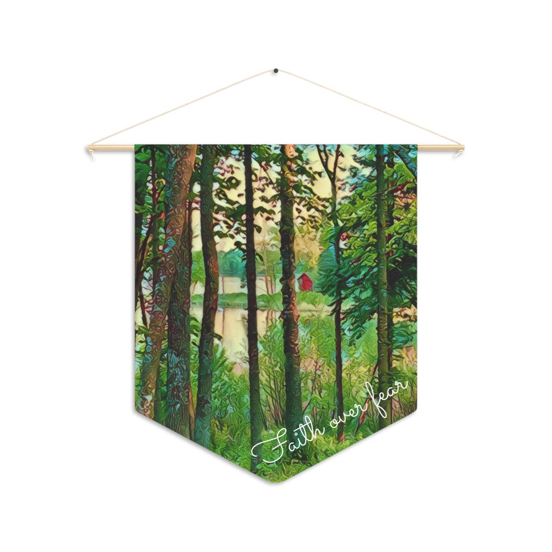 Forest Lake Scene Pennant | Trees, Watercolor Landscape, Cabin Vibes - Etsy