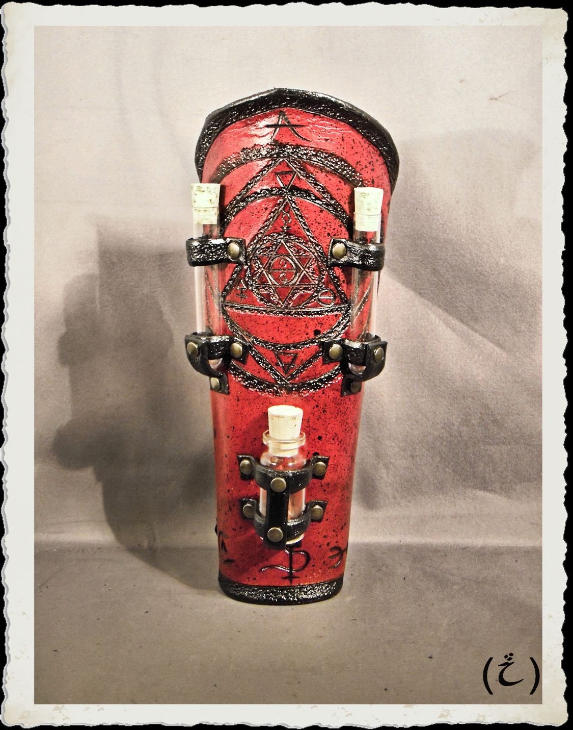 Red leather bracer Alchemist I | Etsy