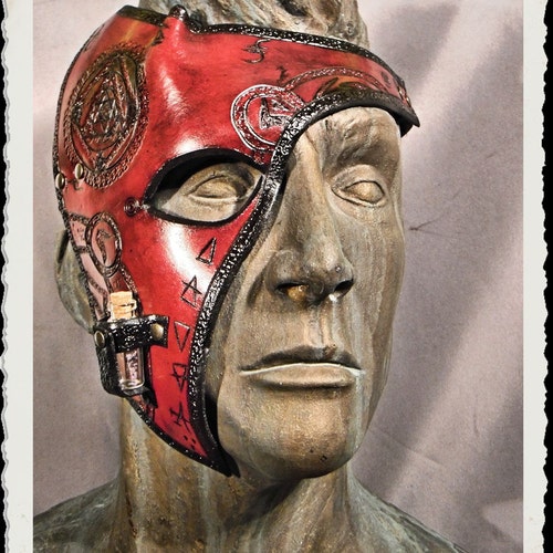 Black Leather Half Mask Alchemist | Etsy