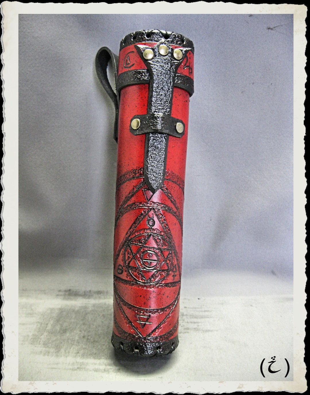 Leather Scroll Case / Holster / Tube - Alchemist - Red - - Etsy