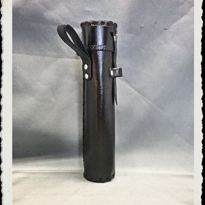 Black Leather Scroll Case / Holster - Etsy