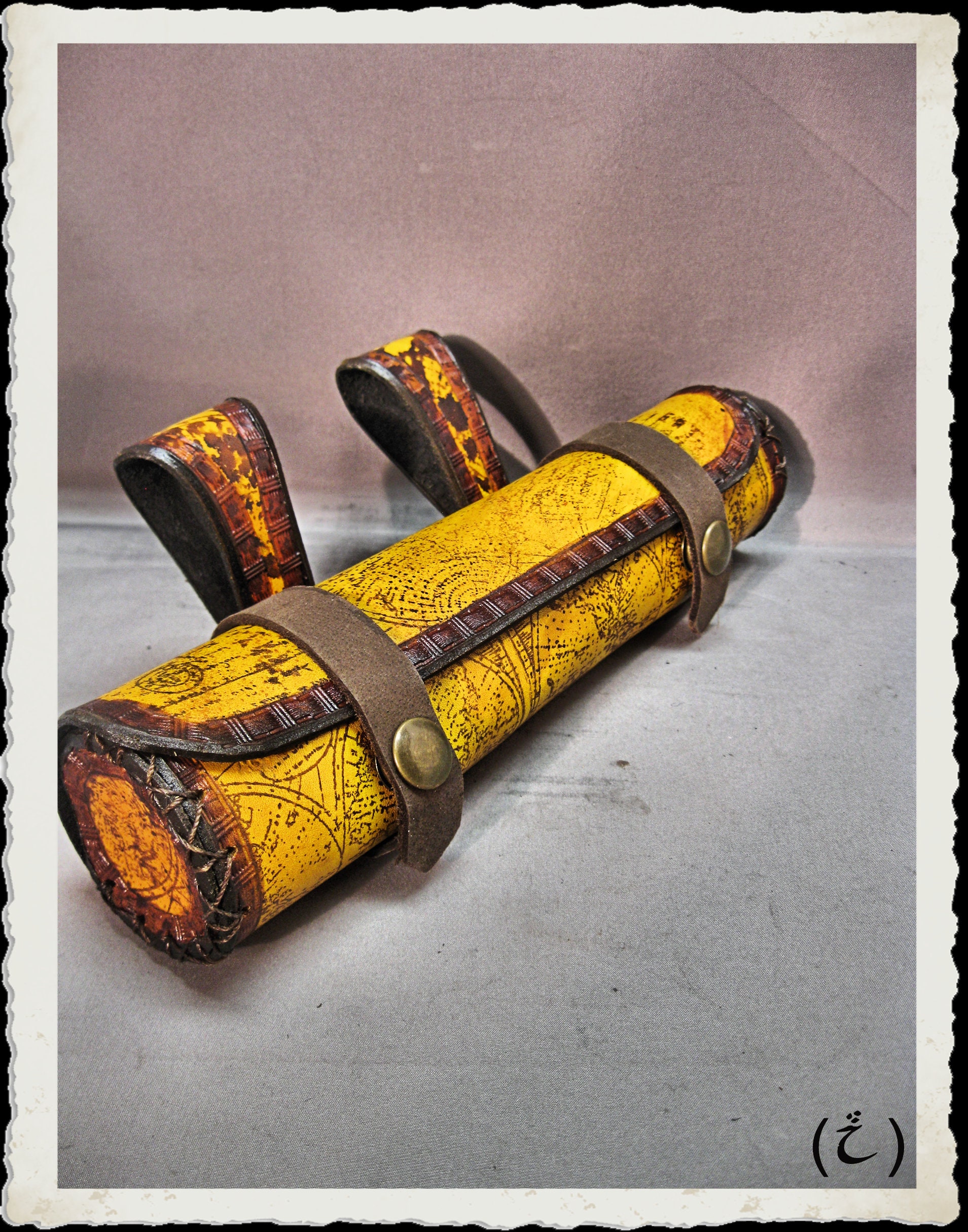 Mundus Yellow Horizontal Leather Scroll Case / Holster / | Etsy