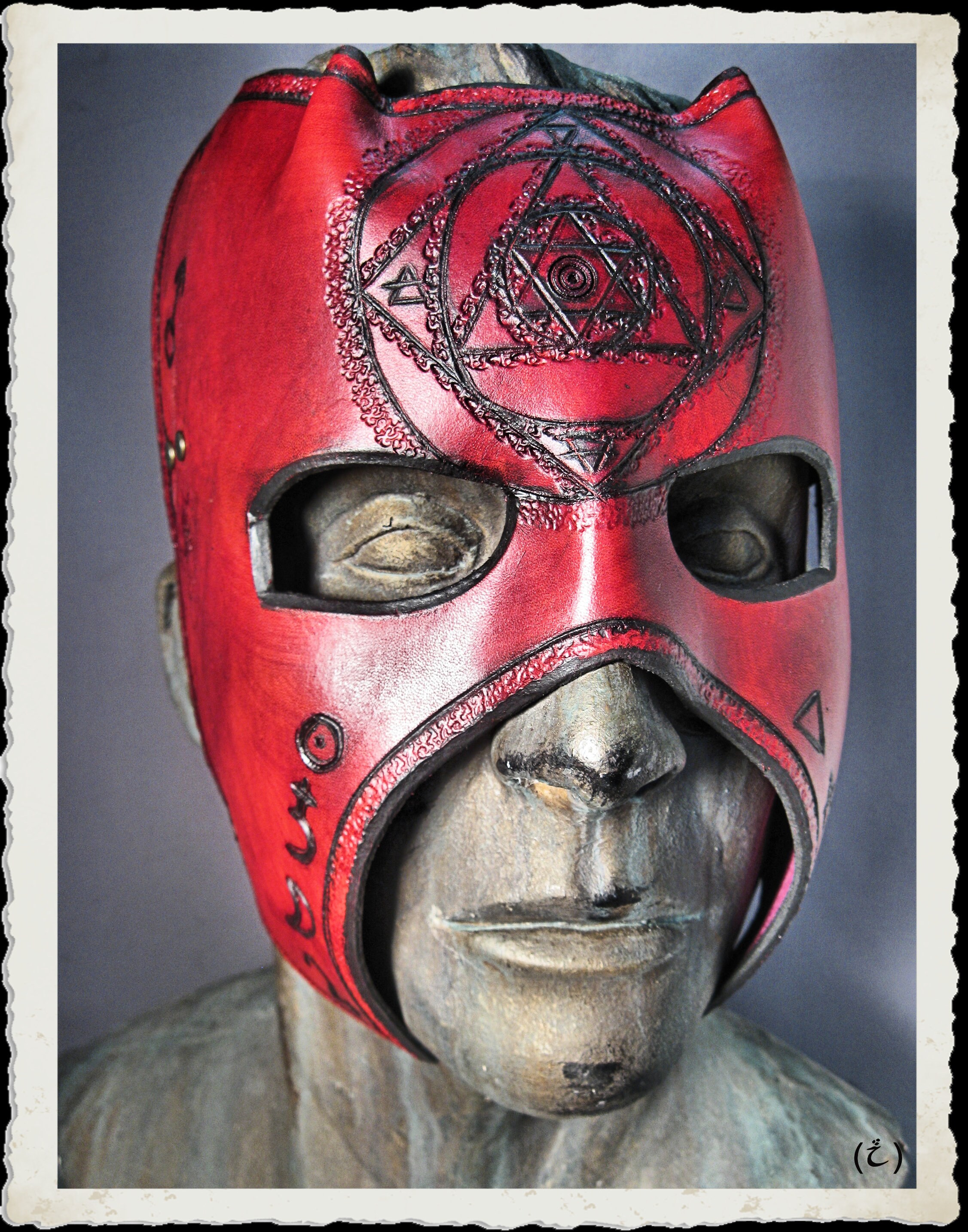Red leather mask Alchemist | Etsy