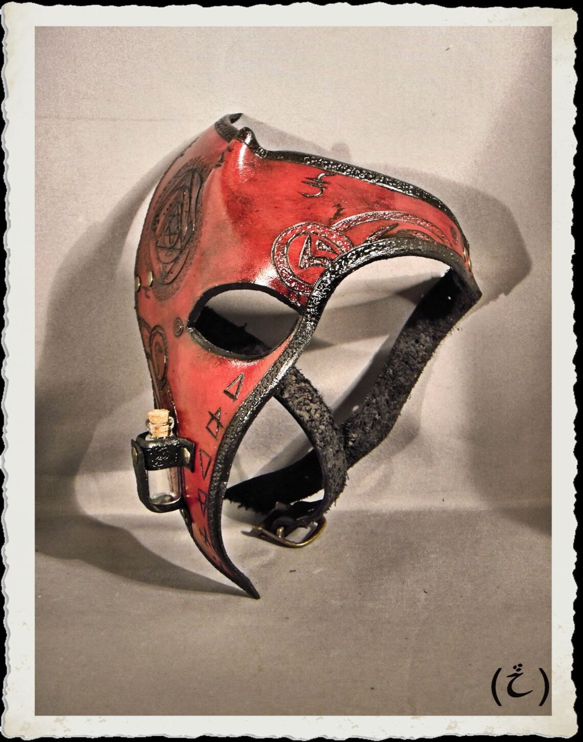 Red Leather Half Mask Alchemist | Etsy