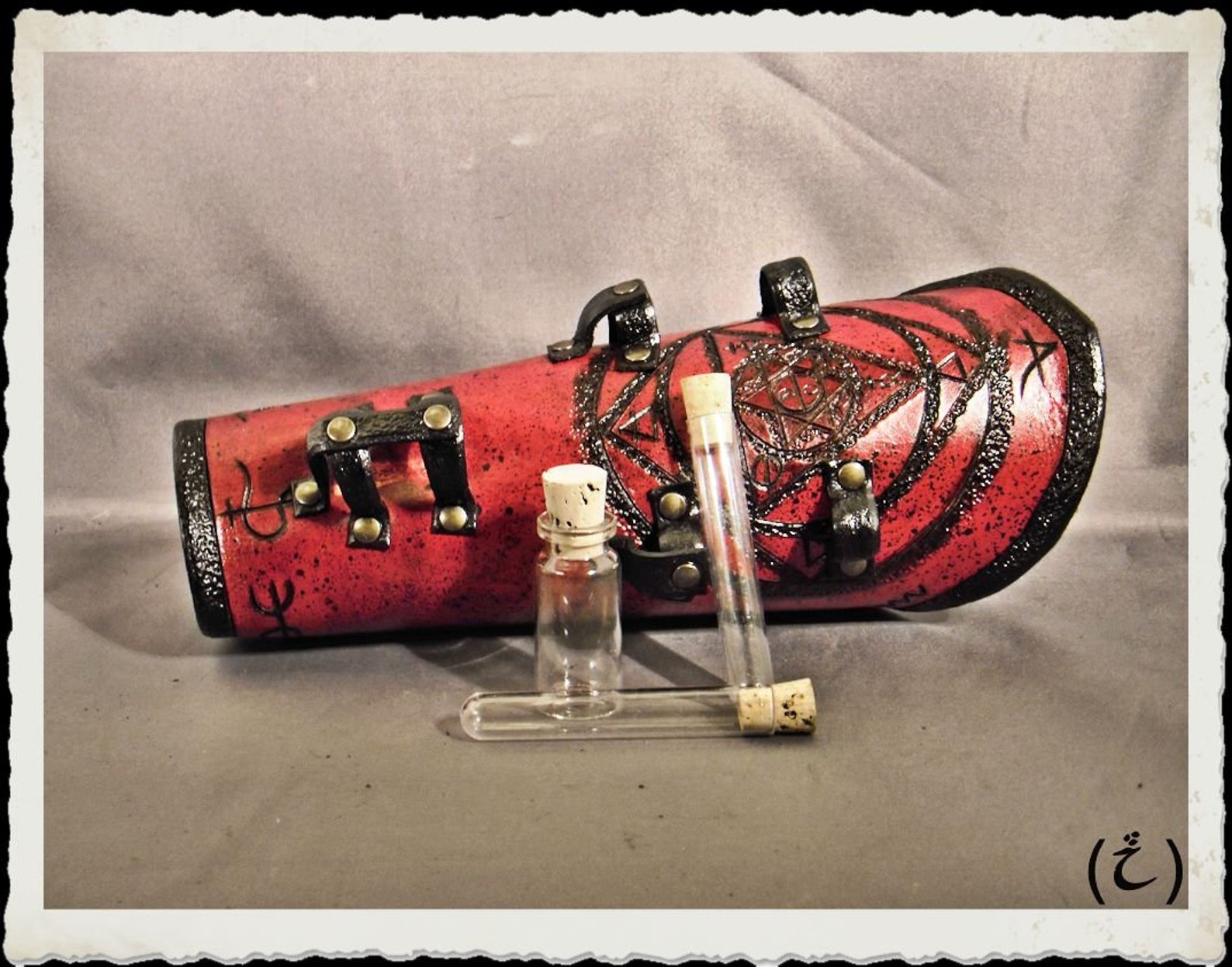 Red leather bracer Alchemist I | Etsy
