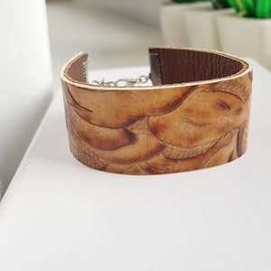 Leather Cuff Bracelet, Wide Brown Wristband, Unique Statement Jewelry ...