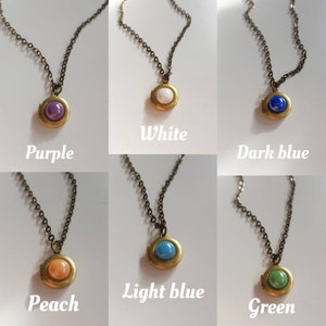 Tiny Brass Locket Necklace, Colorful Small Photo Medallion, Dainty ...