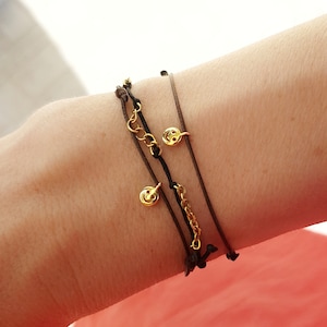 Smiley Face Bracelet, Minimalist Cord Friendship Jewelry, Everyday ...