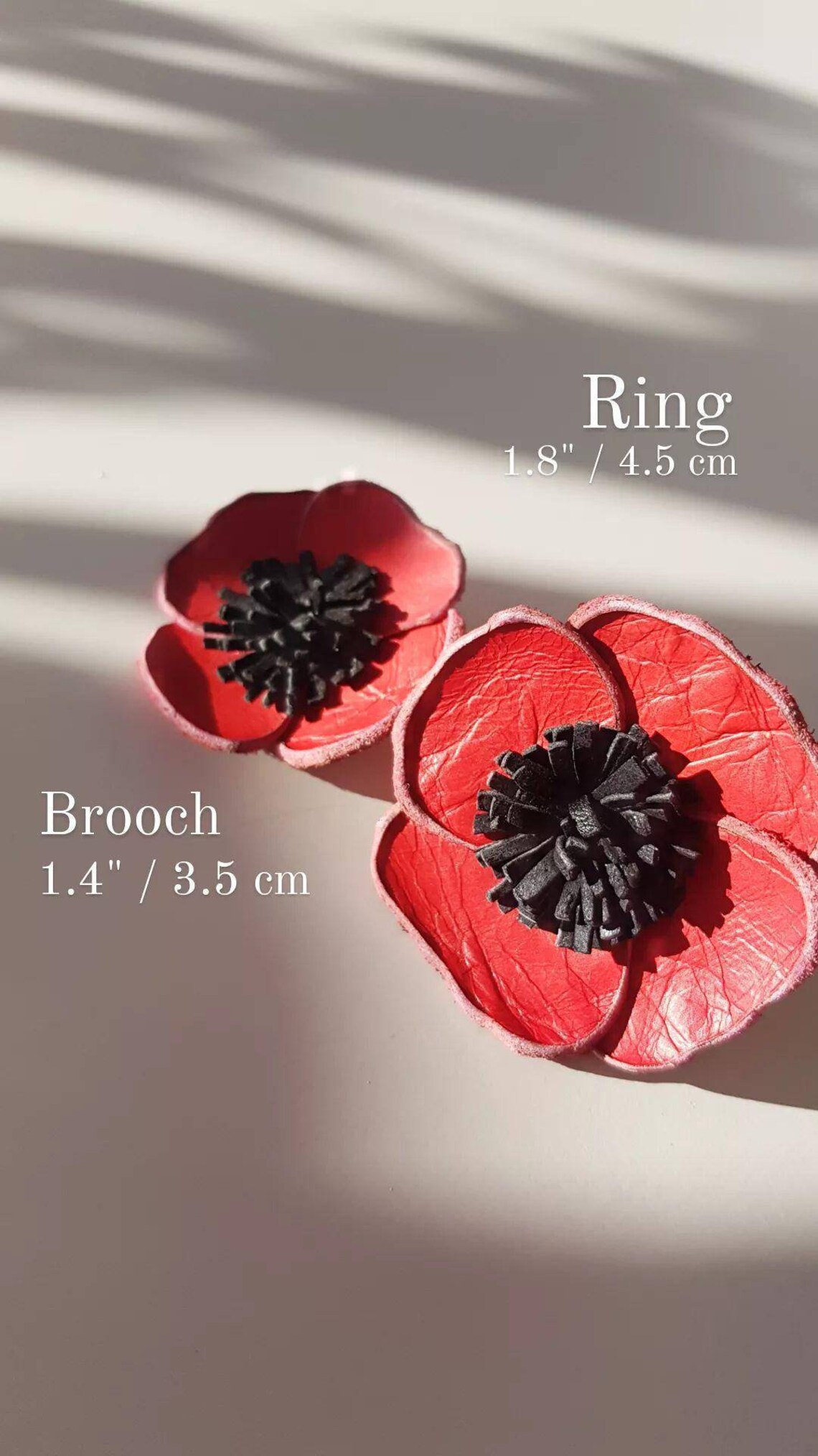 Small Poppy Flower Brooch, Leather Accessory for Women, Floral Summer ...