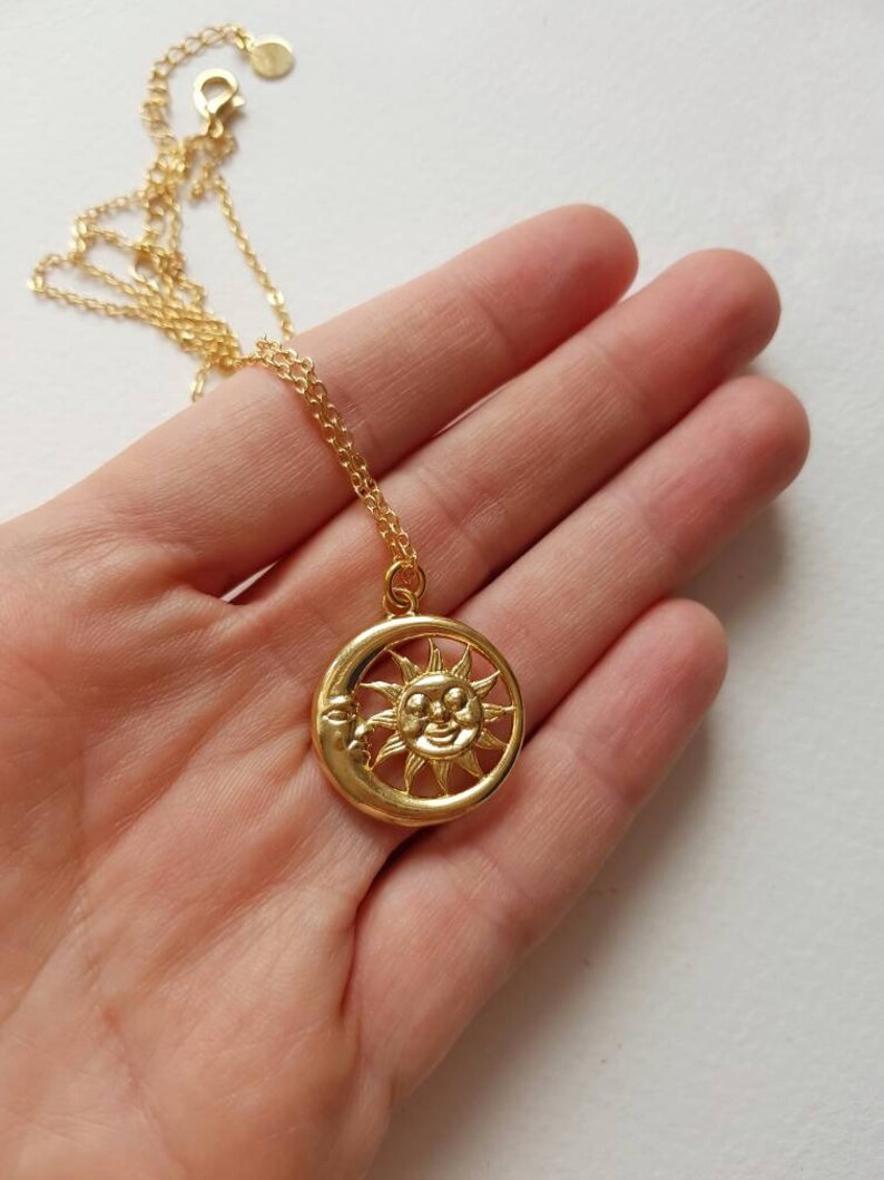 Day and Night Coin Necklace, Sun and Moon Pendant, Symbolic Celestial ...