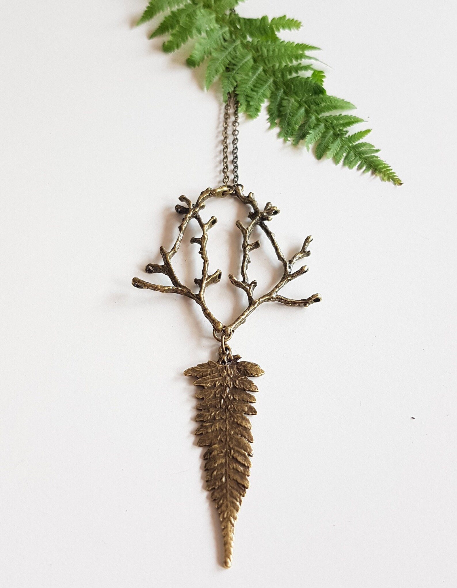 Bronze Fern Necklace With Branches, Magic Forest Jewelry, Woodland ...