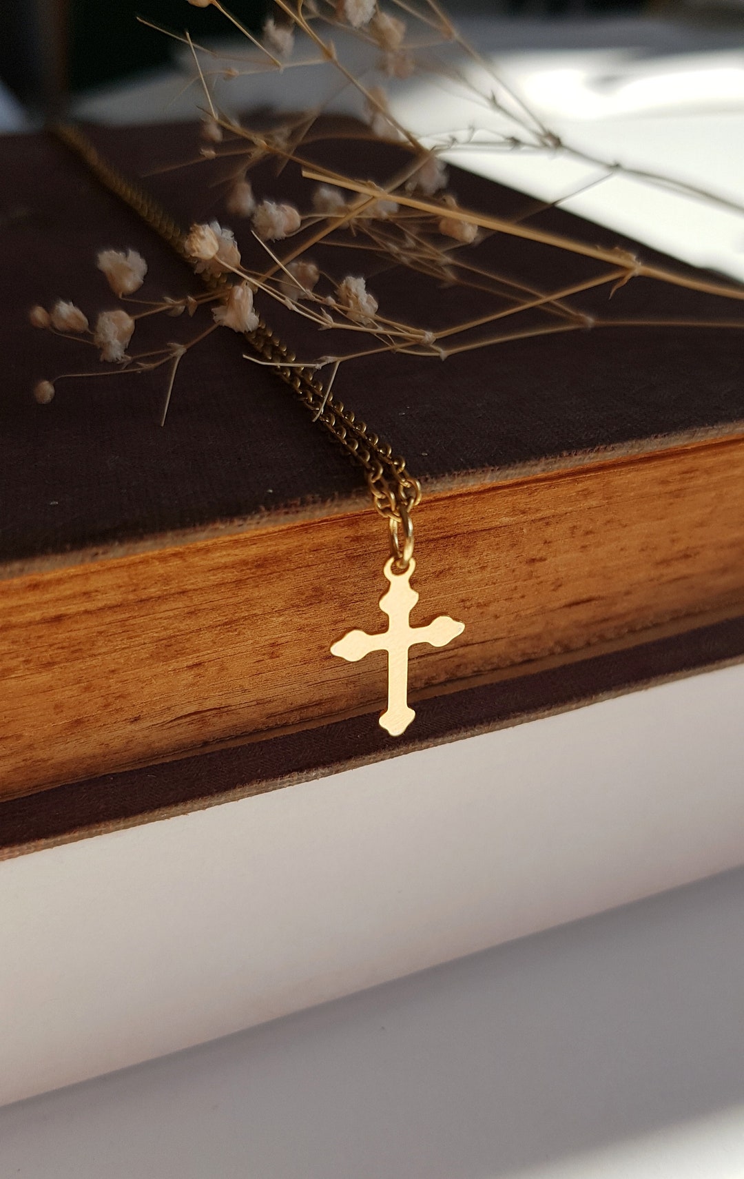 Tiny Gold Cross Necklace, Minimalist No-tarnish Layered Accessory ...