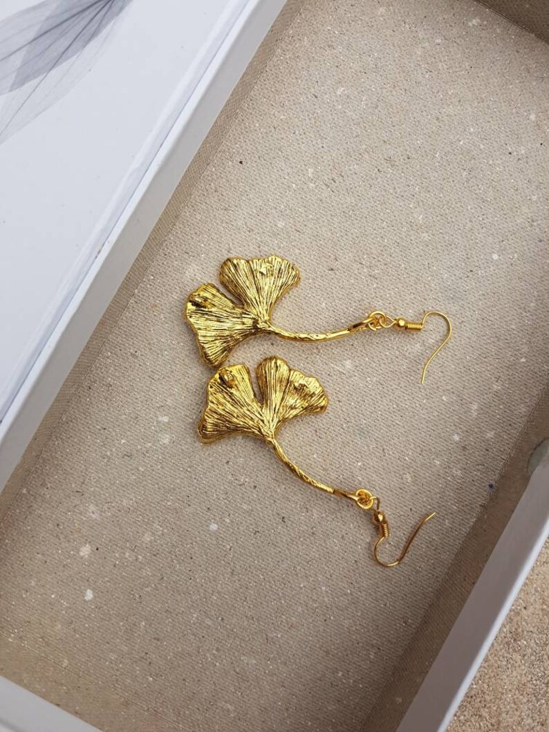 Ginkgo Leaf Earrings Gold Ginkgo Drop Earrings Bold - Etsy