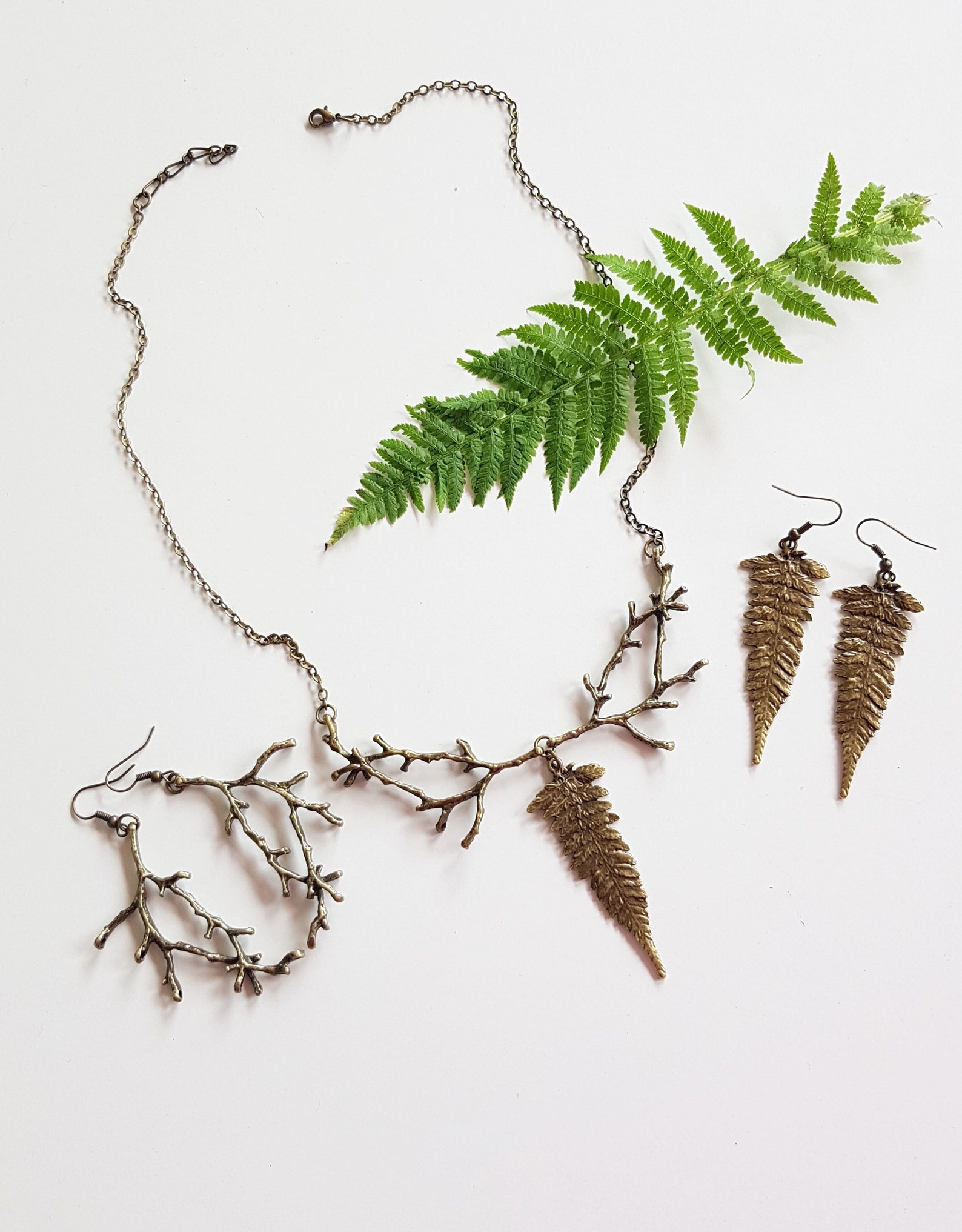 Bronze Fern Necklace With Branches, Magic Forest Jewelry, Woodland ...