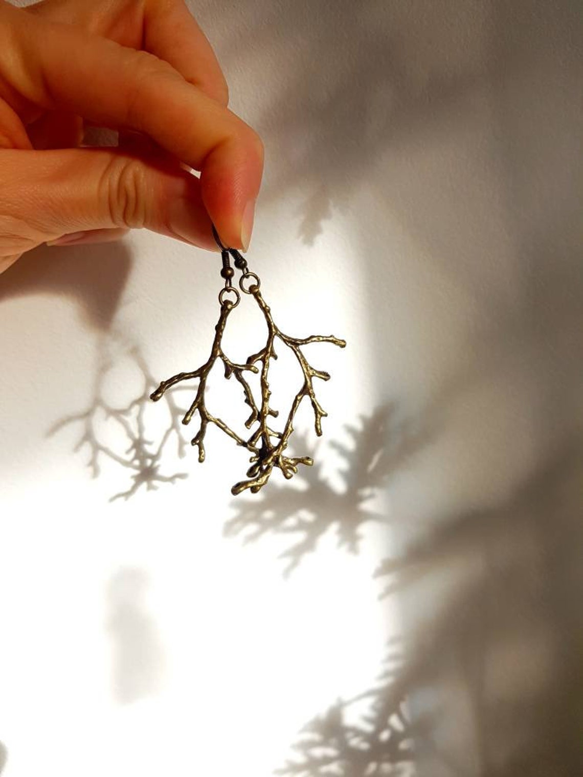 Bronze Branch Earrings, Forest Twig Dangles, Woodland Metal Tree Charms ...