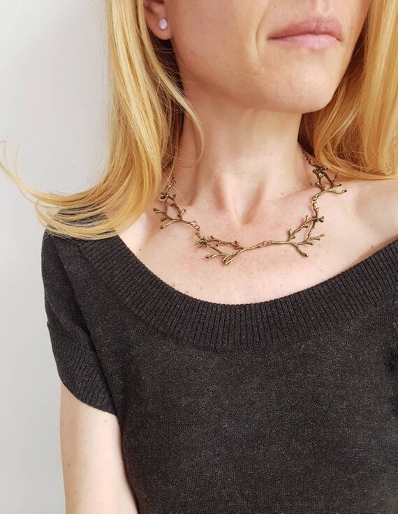 Bronze Branch Necklace Forest Nature Jewelry Woodland Rustic | Etsy