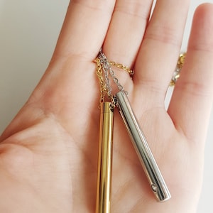 Minimalist Empty Bottle Vial Necklace, Cremation Urn Locket Pendant ...