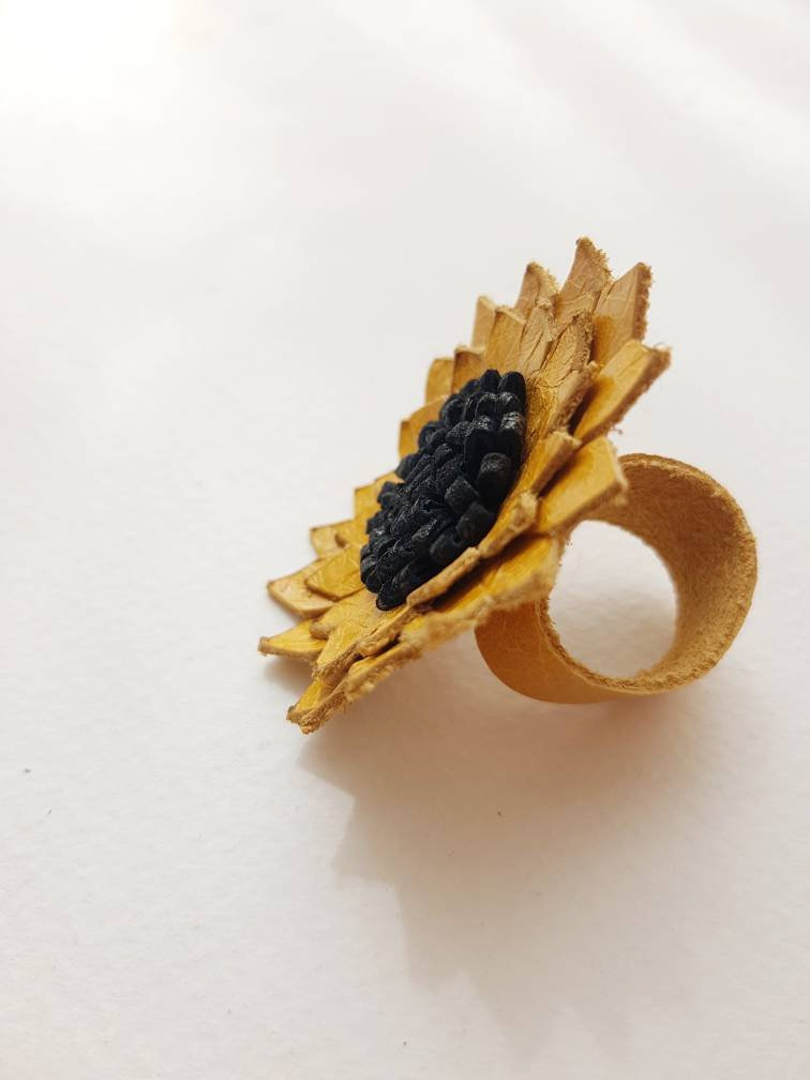 Statement Sunflower Ring, Leather Goods for Women, Summer Symbol Gift ...