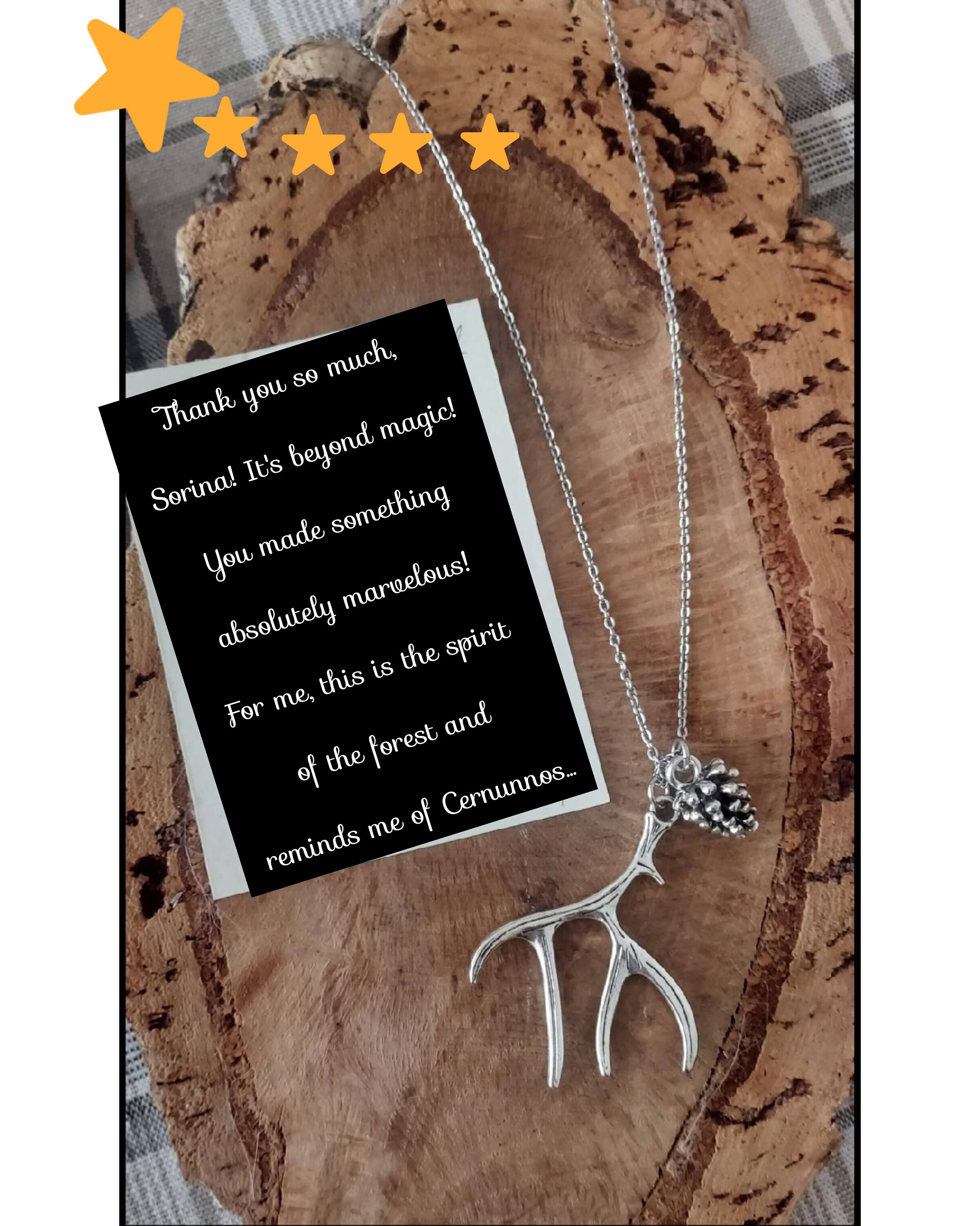 Silver Antler Necklace, Bold Reindeer Pendant, Horn Stag for Wildlife ...