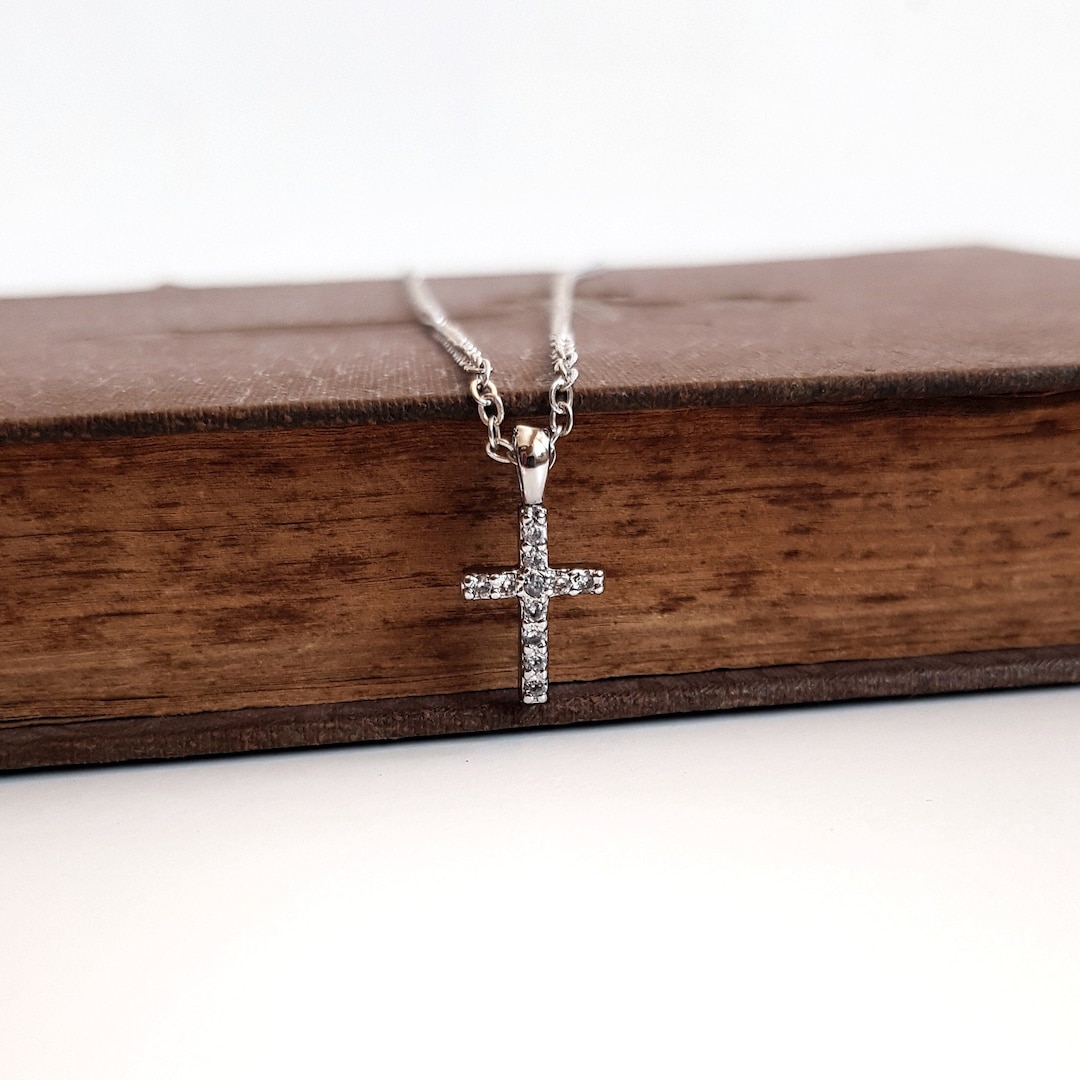 Tiny Cross Necklace, Minimalist Silver Layered Cross Pendant, Religious ...