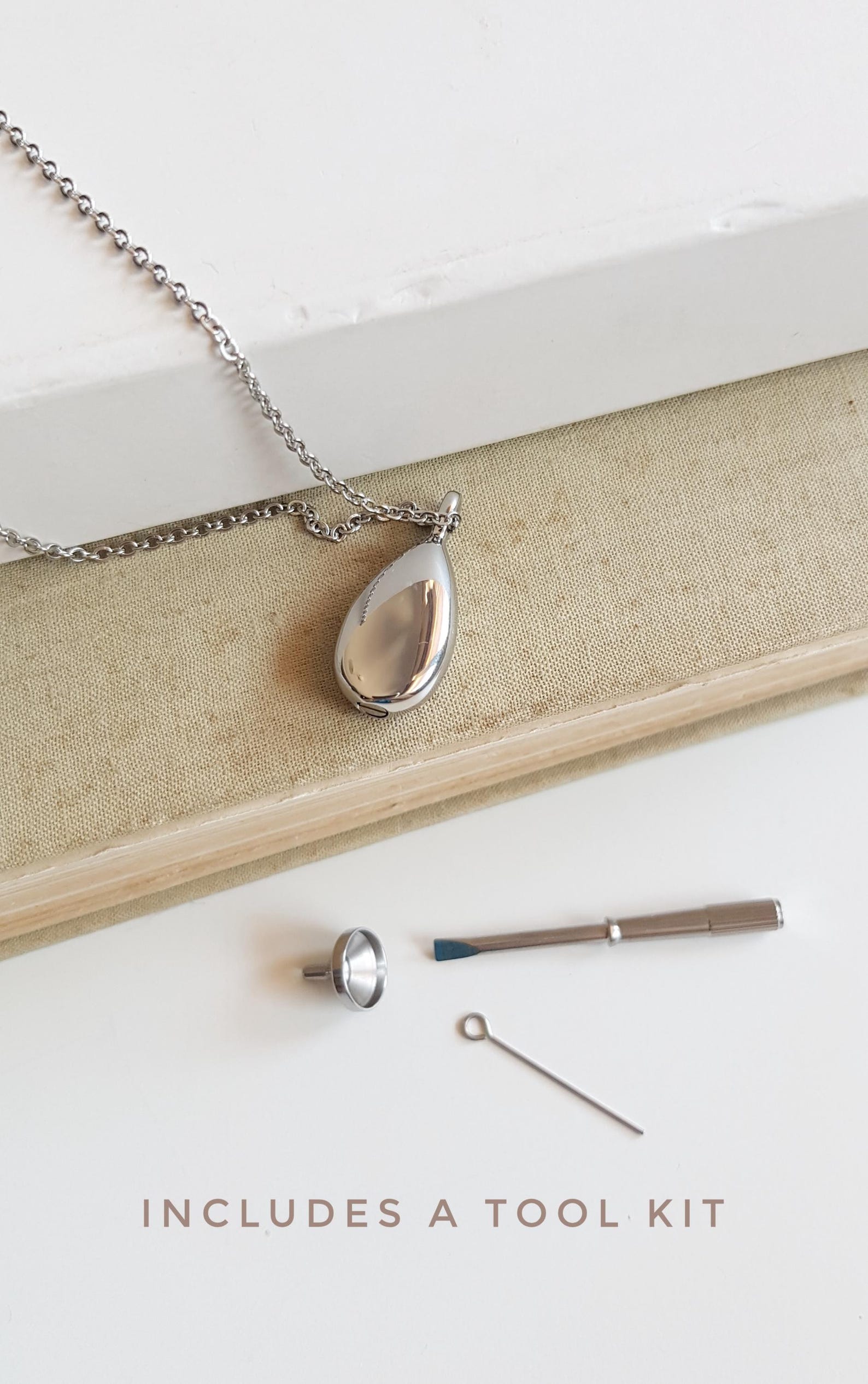 Silver Mini Urn Necklace, Unisex Ashes Keepsake Locket, Stainless Steel ...