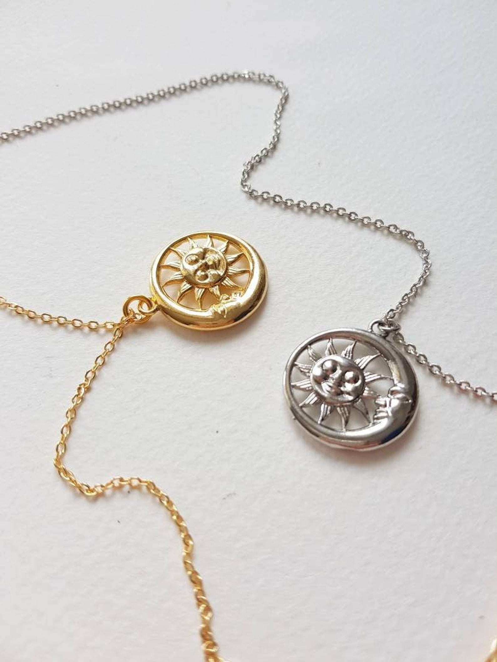 Day and Night Coin Necklace, Sun and Moon Pendant, Symbolic Celestial ...