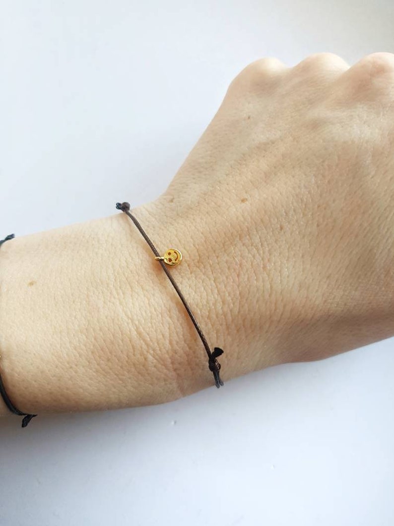 Smiley Face Bracelet Minimalist Cord Friendship Jewelry | Etsy
