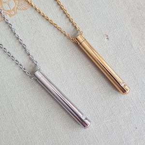 Minimalist Empty Bottle Vial Necklace, Cremation Urn Locket Pendant ...