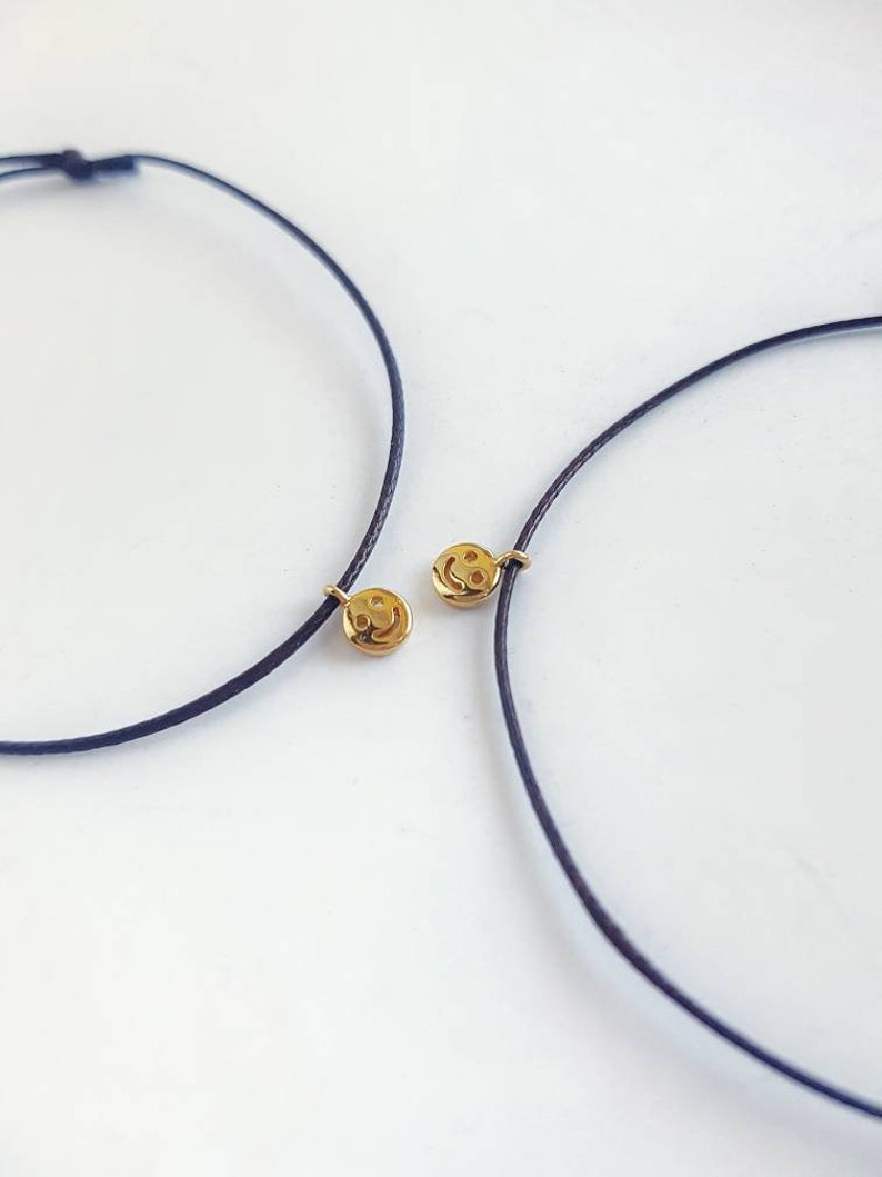 Smiley Face Bracelet Minimalist Cord Friendship Jewelry | Etsy