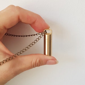 Long Brass Urn Necklace, Ashes Keepsake Locket Pendant, Unisex Fillable ...