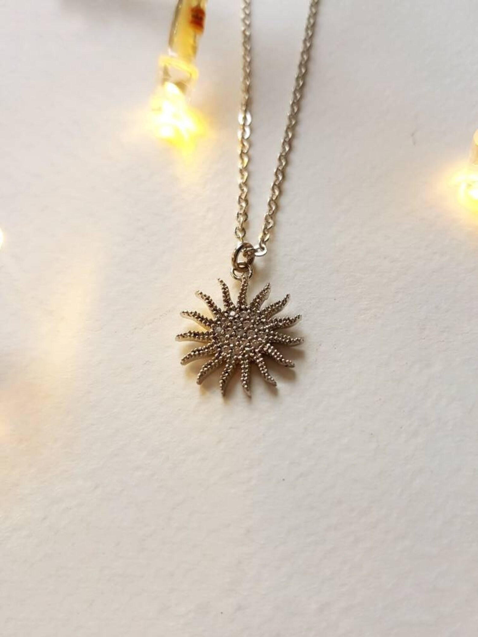 Silver Sun Necklace Burning Solar Charm Sunshine Medallion - Etsy