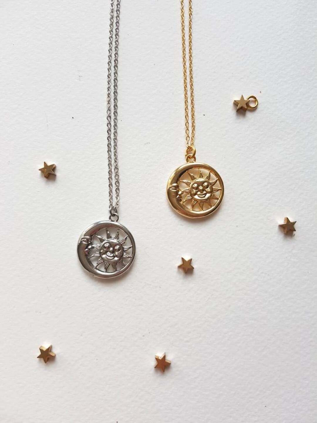 Day and Night Coin Necklace, Sun and Moon Pendant, Symbolic Celestial ...