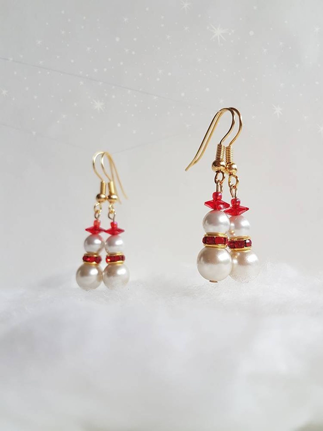 Festive Pearl Earrings Fun Holiday Crystal Dangles Ivory - Etsy