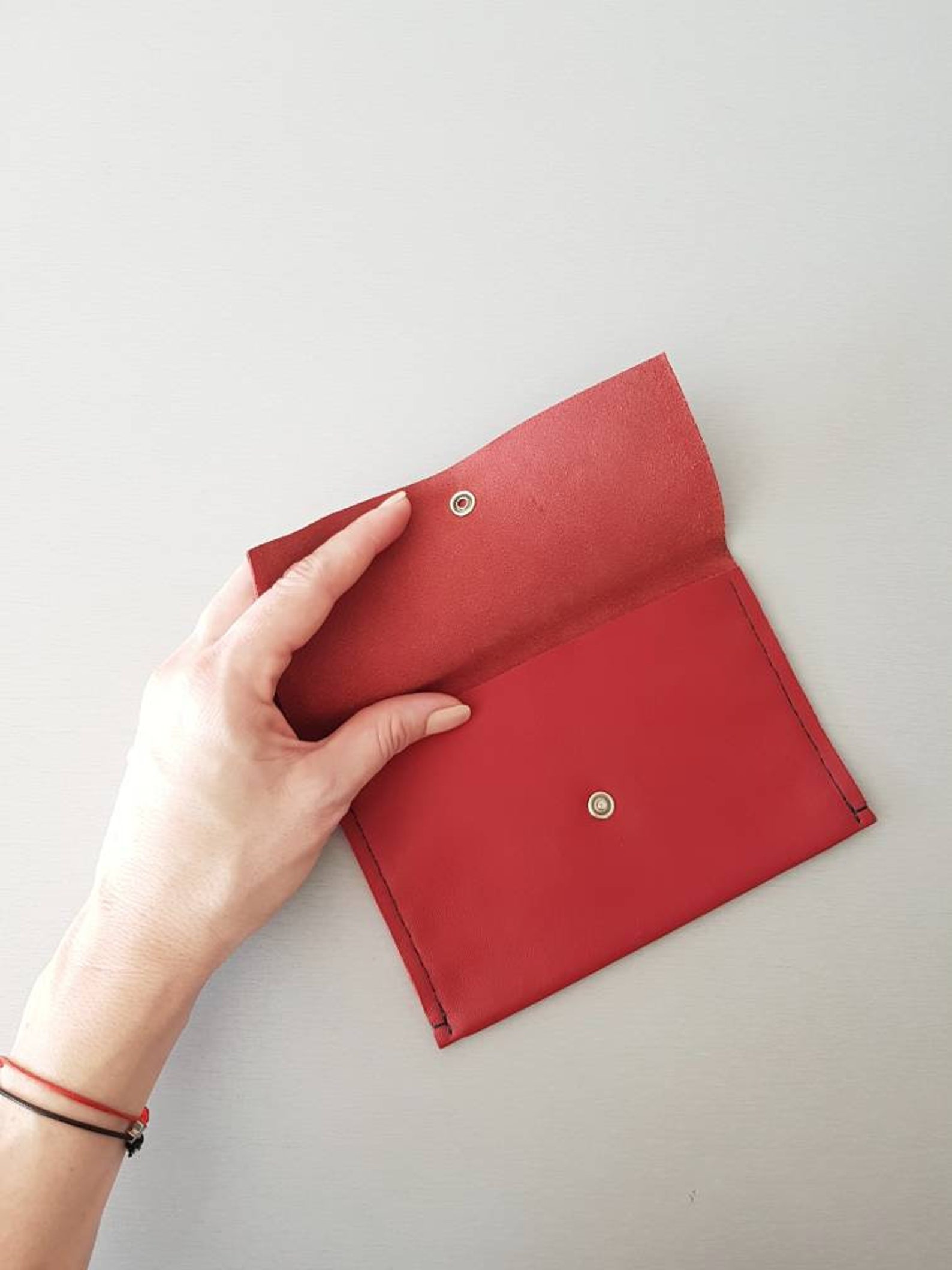 Small Leather Wallet Leather Makeup Bag Red Beauty Case | Etsy