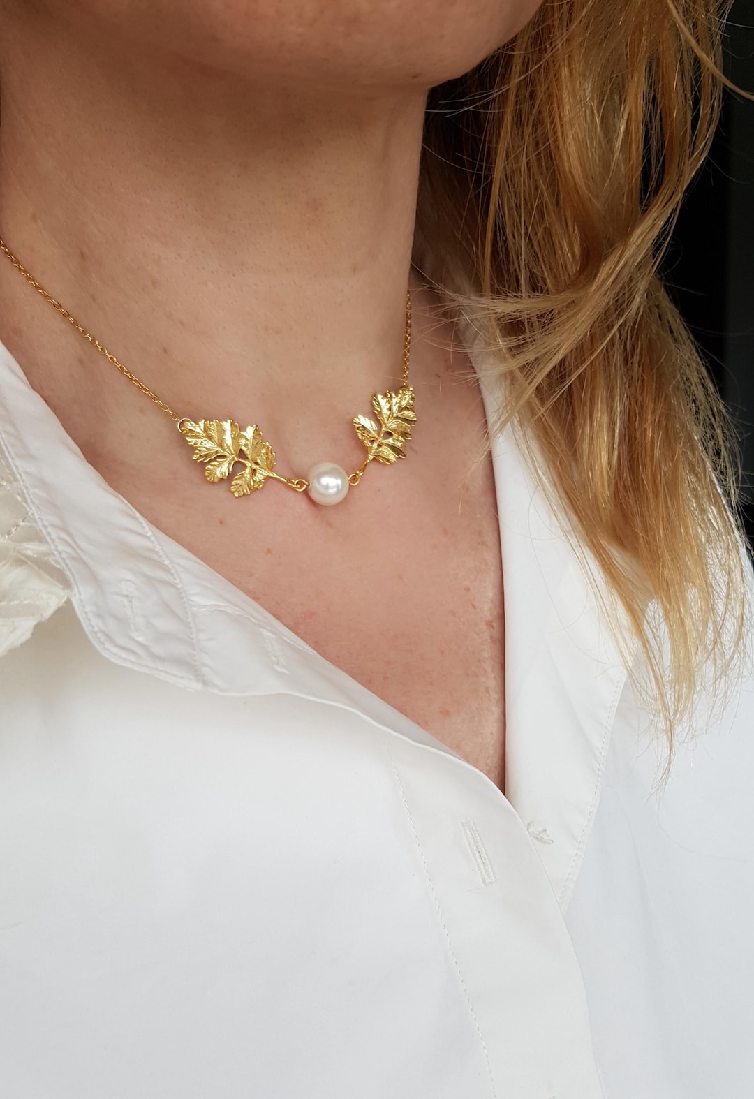 Gold Leaf Choker Necklace, Woodland Oak Leaves Collar, Gold Botanical ...