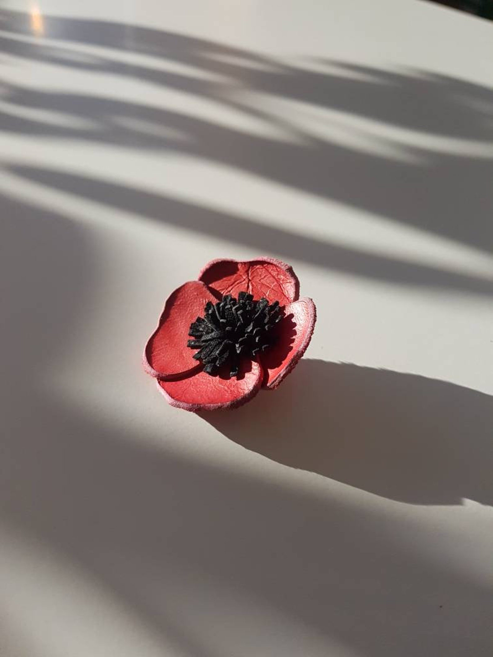 Small Poppy Flower Brooch, Leather Accessory for Women, Floral Summer ...