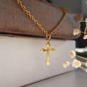 Tiny Gold Cross Necklace, Minimalist No-tarnish Layered Accessory ...