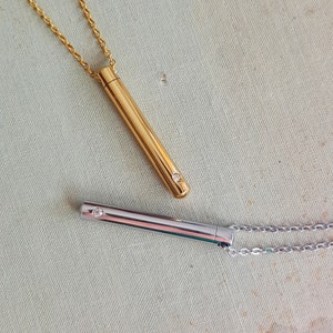 Minimalist Empty Bottle Vial Necklace, Cremation Urn Locket Pendant ...