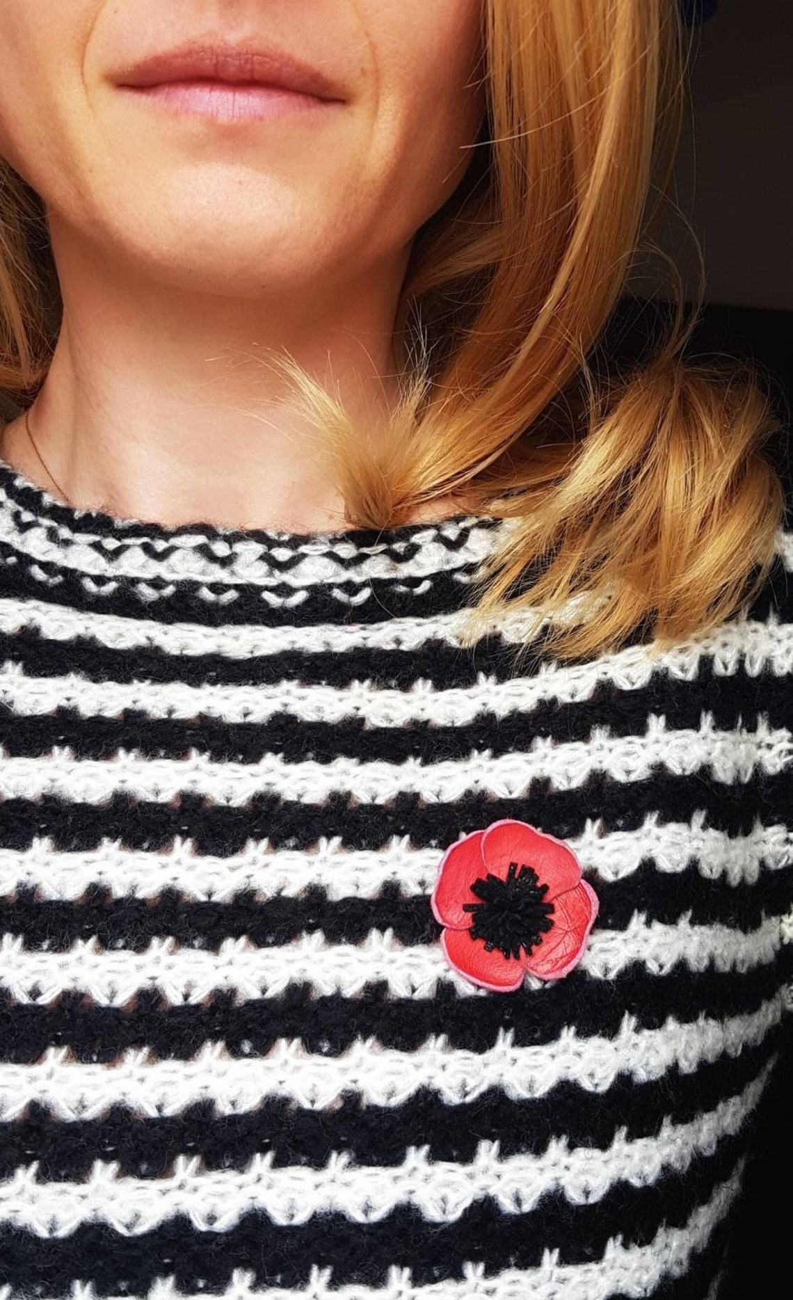 Small Poppy Flower Brooch, Leather Accessory for Women, Floral Summer ...