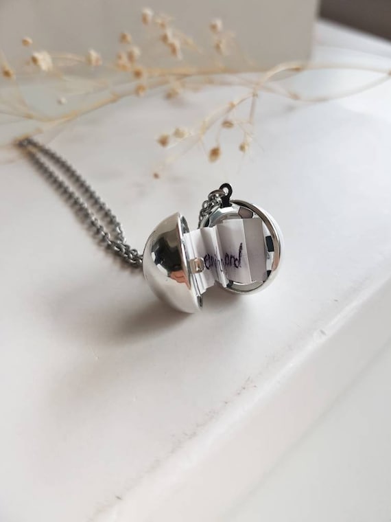 Silver Ball Locket Necklace Shiny Sphere Photo Medallion - Etsy