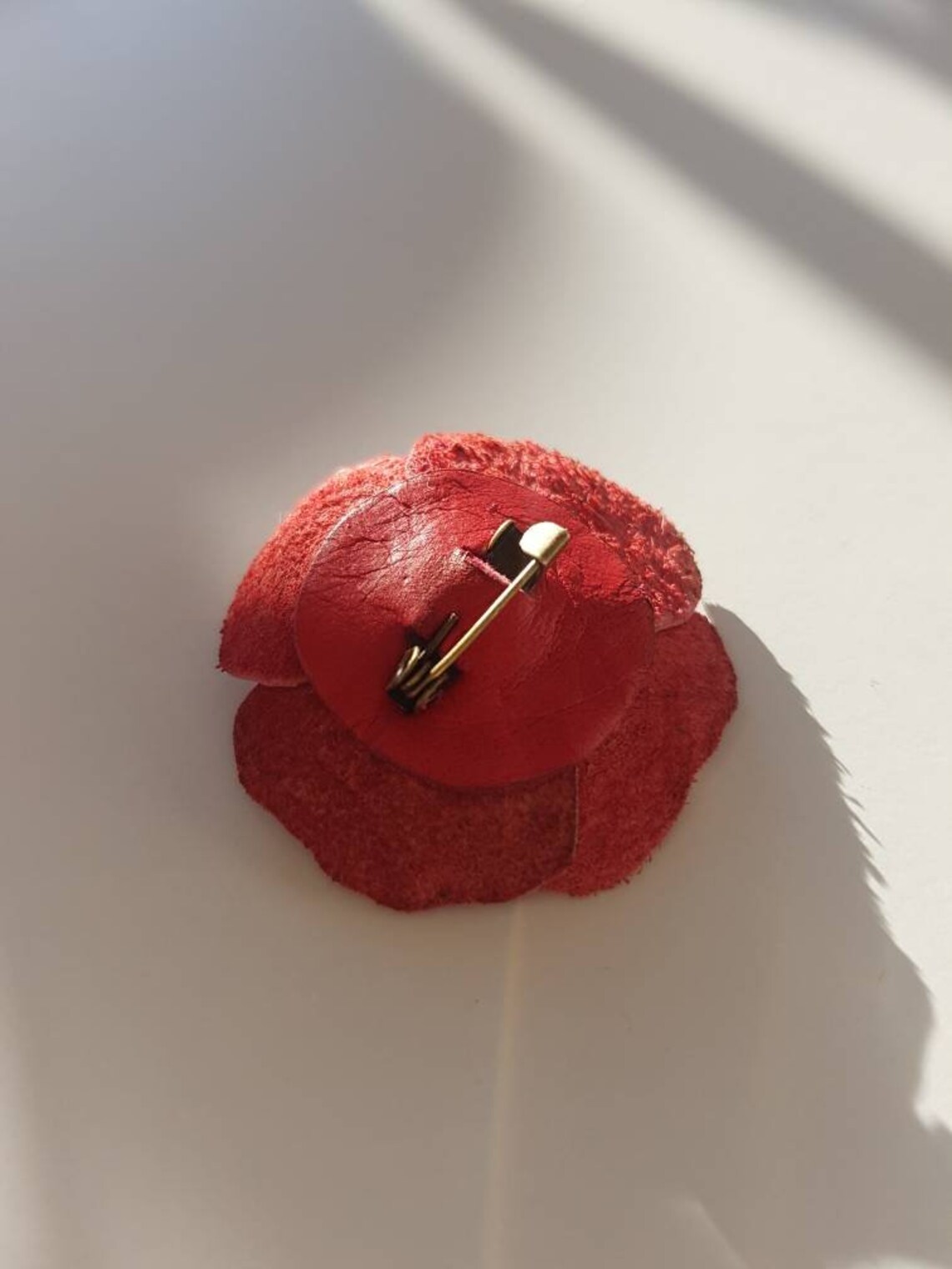 Small Poppy Flower Brooch, Leather Accessory for Women, Floral Summer ...